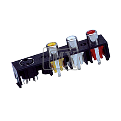 3 Way RCA Socket and 4 Pin Mini DIN Socket Connector - Indian Products